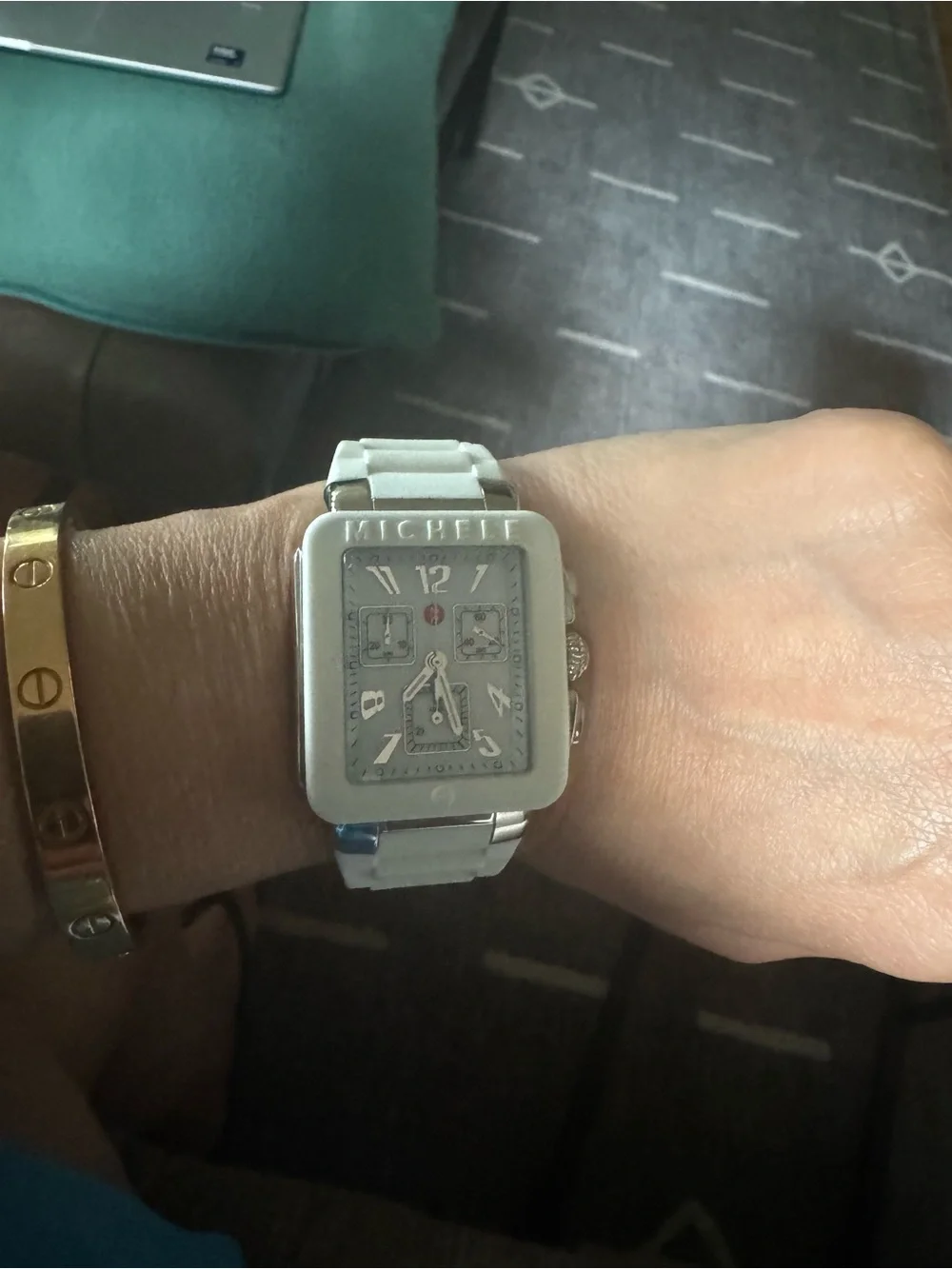 Michele | Wearables | Michele Silver White Square Stainless Steel ...